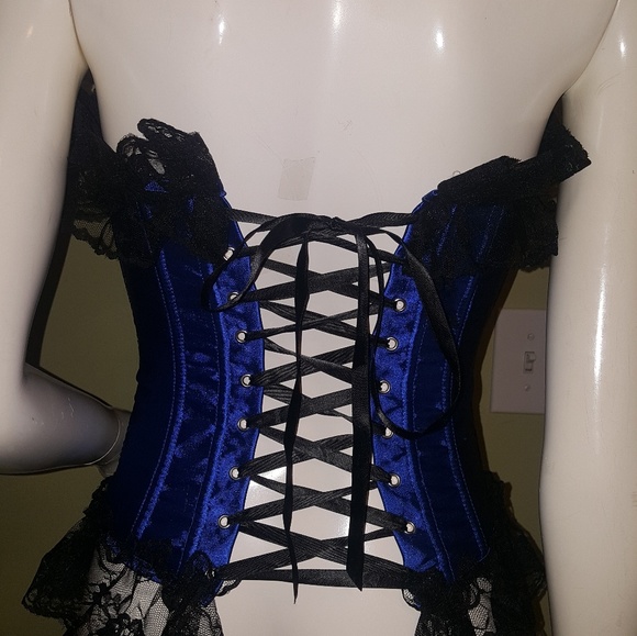 Unknown | Intimates & Sleepwear | Royal Blue Black Lace Bustier Corset ...